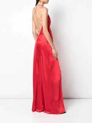 Michelle Mason Strappy Wrap Gown - Red