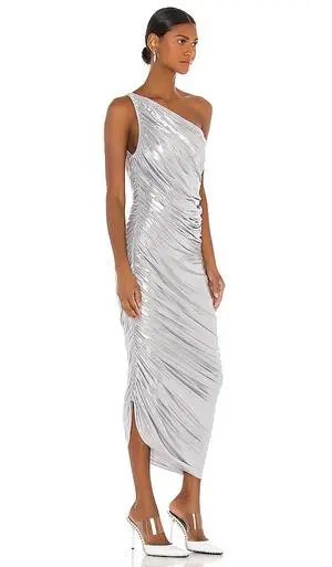 Norma Kamali One-shoulder Ruched Gown - Silver