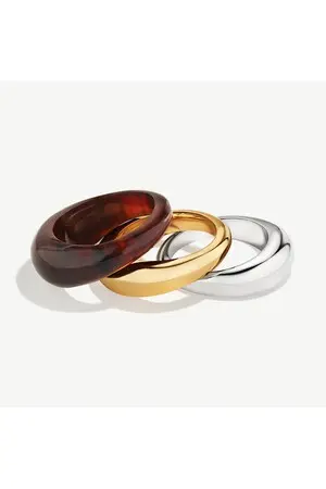 SOKO Mixed Metal Fanned Stacked Rings - Gold