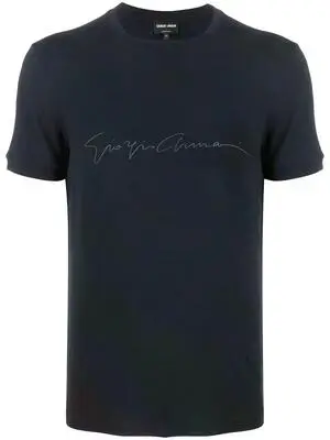 Giorgio Armani Crewneck Signature T-shirt - Black