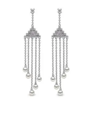 Yoko London 18kt White Gold Sleek Akoya Pearl And Diamond Earrings - Silver