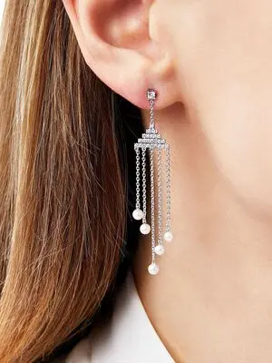 Yoko London 18kt White Gold Diamond And Akoya Pearl Drop Earrings