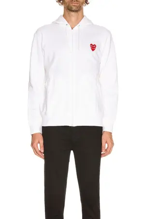Play Comme Des Garcon Zip-up Sweatshirt - White
