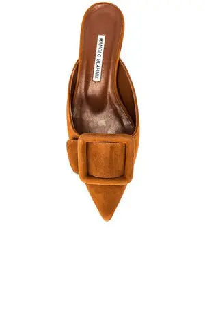 Manolo Blahnik Maysale 10 Suede Mule - Medium Brown