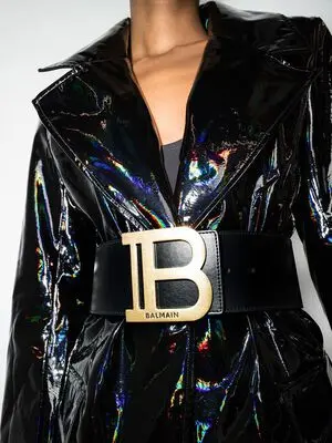 Balmain Wide Leather Belt - Black