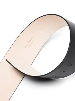 Balmain Wide Leather Belt - Black