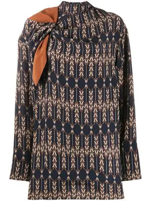 Stella McCartney Zadie Knotted High Neck Blouse - Blue