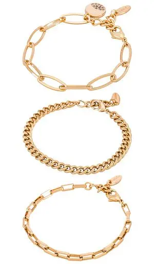 Ettika Metallic Chain Bracelet Set - Gold