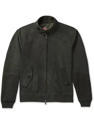 BARACUTA Baracuta - G9 Suede Harrington Jacket - Men - Green - UK/US 42 Green