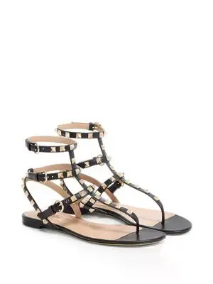 Valentino Garavani Rockstud Leather Flip-flops - Black