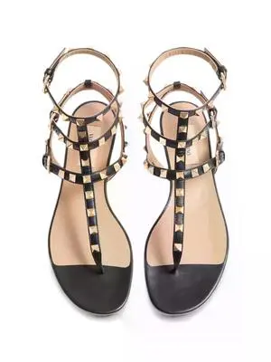 Valentino Garavani Rockstud Leather Flip-flops - Black