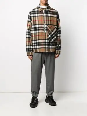 We11Done Checked Half-zip Wool Shirt - Neutrals