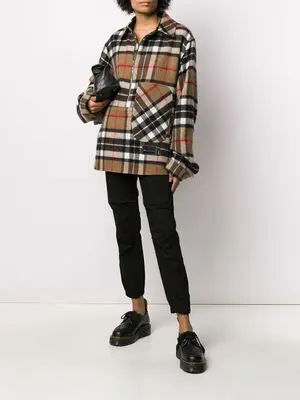 We11Done Checked Half-zip Wool Shirt - Neutrals
