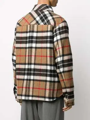 We11Done Checked Half-zip Wool Shirt - Neutrals