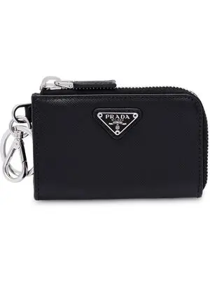 Prada Leather Pouch Keychain Wallet - Black