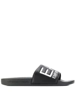 Emporio Armani Logo Slides - Black