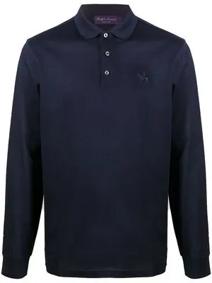 Ralph Lauren Purple Label Long-sleeved Logo Polo Shirt