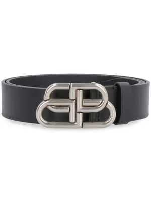 Balenciaga Bb Leather Belt - Black