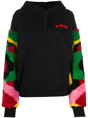 Kirin Contrast Panel Faux Fur Hoodie