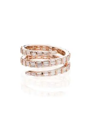 ANITA KO 18kt Rose Gold Baguette Diamond Coil Ring - Pink