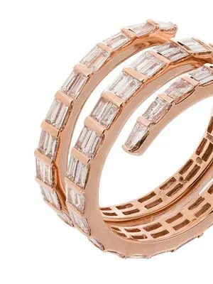 ANITA KO 18kt Rose Gold Baguette Diamond Coil Ring - Pink