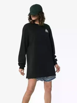 Off-White Floral Arrow Print Cotton Sweatshirt Dress