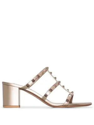 Women's Rockstud Calfskin Leather Slide 60 Mm Sandals