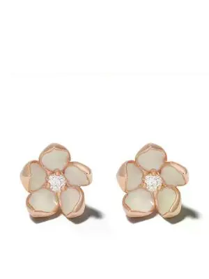 SHAUN LEANE Cherry Blossom Diamond Flower Earrings - Gold