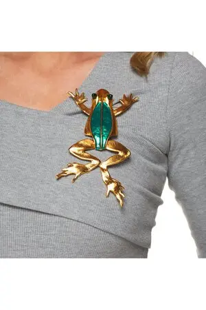 KENNETH JAY LANE Enamel Frog Pin - Green