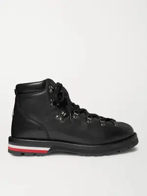 Moncler Striped Full-grain Leather Boots - Black
