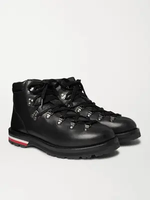 Moncler Striped Full-grain Leather Boots - Black