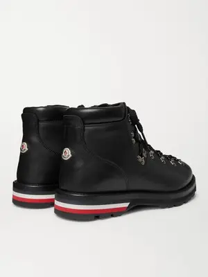 Moncler Striped Full-grain Leather Boots - Black