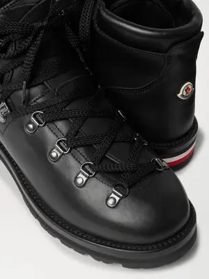 Moncler Striped Full-grain Leather Boots - Black