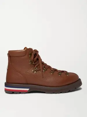 Moncler Striped Full-grain Leather Boots - Brown