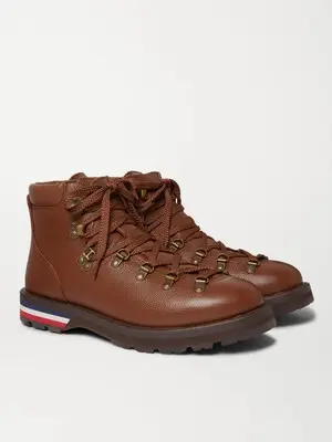 Moncler Striped Full-grain Leather Boots - Brown