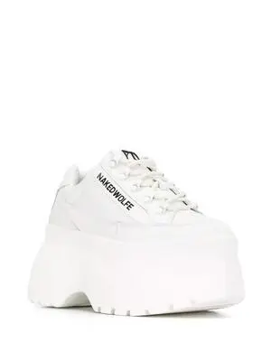 NAKED WOLFE Ridged Sole Platform Sneakers - White