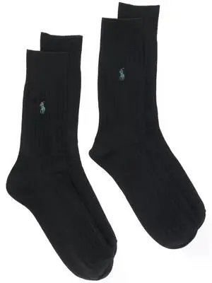 Polo Ralph Lauren Pony Motif Ribbed Socks - Black