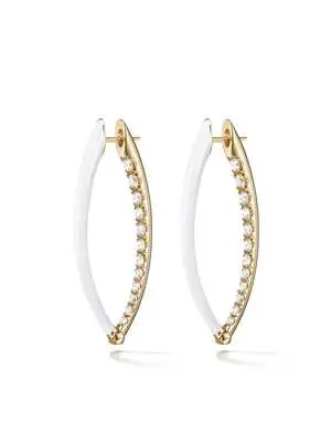Melissa Kaye 18kt Yellow And Diamond Cristina Hoop Earrings - Gold