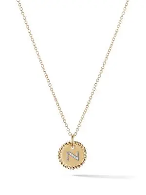 David Yurman 18kt Yellow Diamond Initial Necklace - Gold