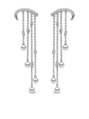 Yoko London 18kt White Gold Akoya Pearl And Diamond Earrings - Silver