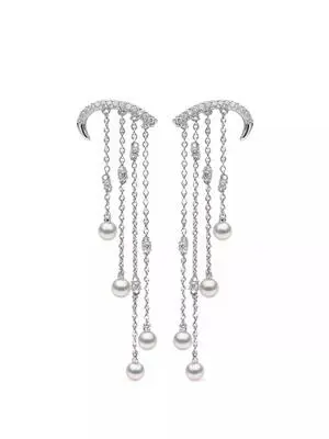 Yoko London 18kt White Gold Akoya Pearl And Diamond Earrings - Silver