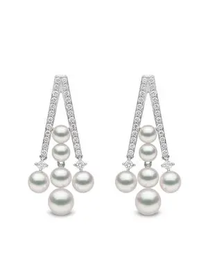 Yoko London 18kt White Gold Akoya Pearl And Diamond Earrings - Silver