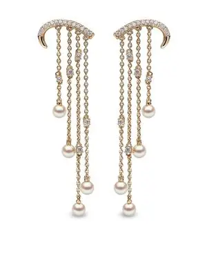 Yoko London 18kt Yellow Akoya Pearl And Diamond Drop Earrings - Gold