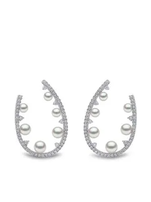 Yoko London Yoko London 18kt White Gold Akoya Pearl And Diamond Earrings Silver