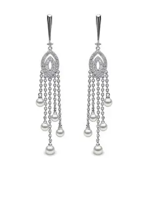 Yoko London 18kt White Gold Sleek Akoya Pearl And Diamond Earrings - Silver