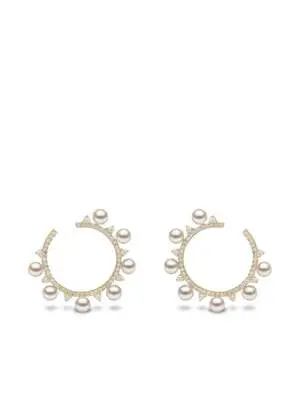 Yoko London 18kt Yellow Akoya Pearl And Diamond Earrings - Gold