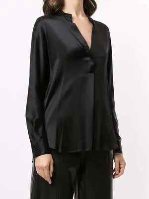 Vince Silk V-neck Blouse - Black