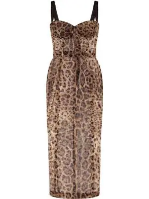 Dolce & Gabbana Leopard-print Bustier Midi Dress