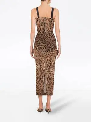 Dolce & Gabbana Leopard-print Bustier Midi Dress