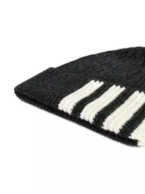Thom Browne Cashmere 4-bar Cuff Beanie - Grey